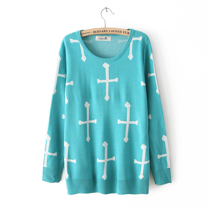 Cross Pattern Pullover Sweater on Luulla